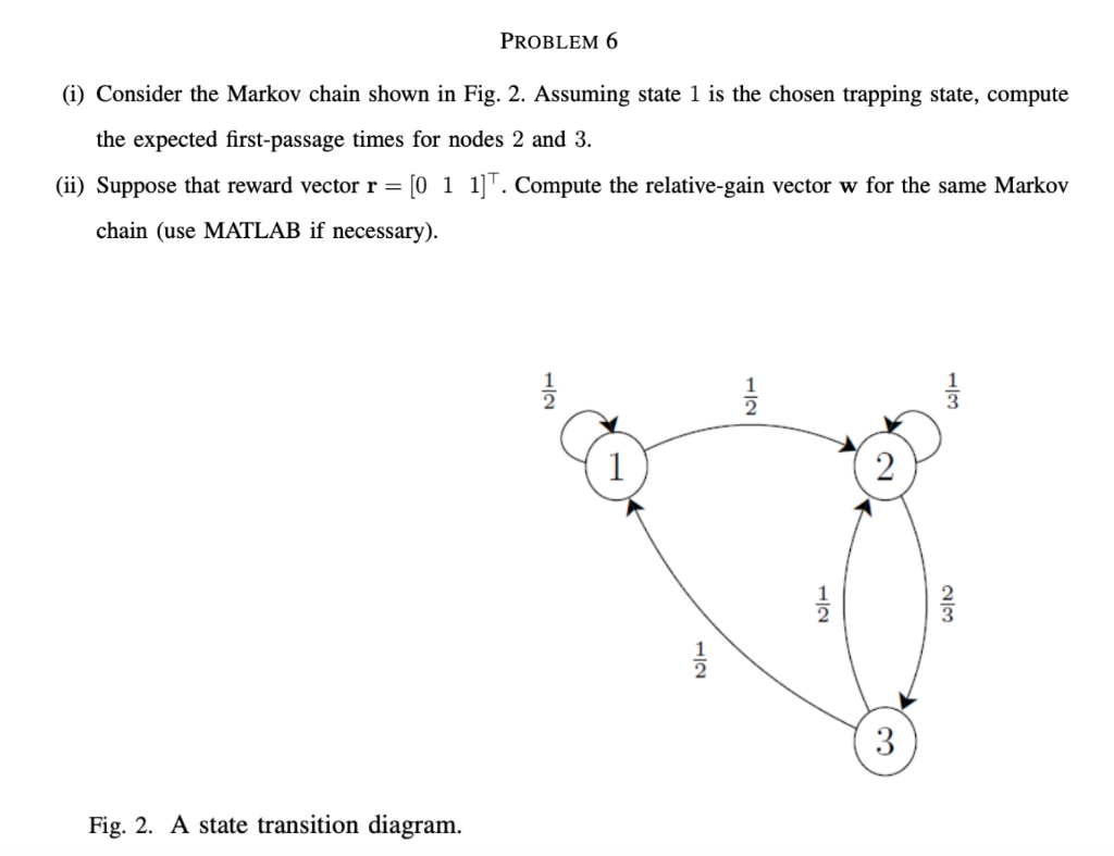 PROBLEM 6 (i) Consider the Markov chain shown in Fig. | Chegg.com