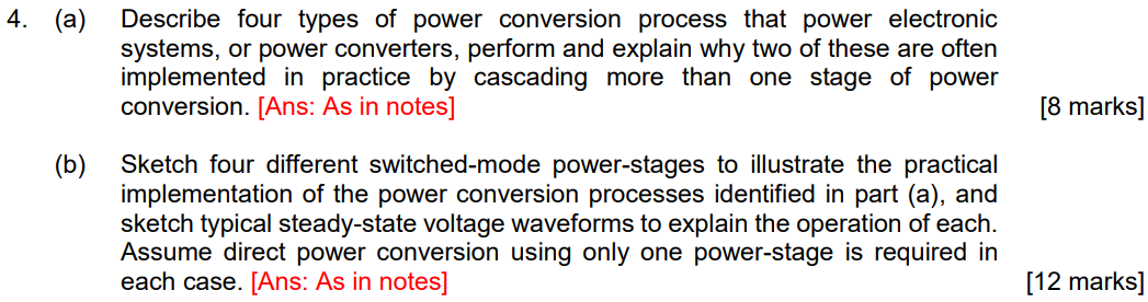 Solved 4. (a) Describe four types of power conversion | Chegg.com