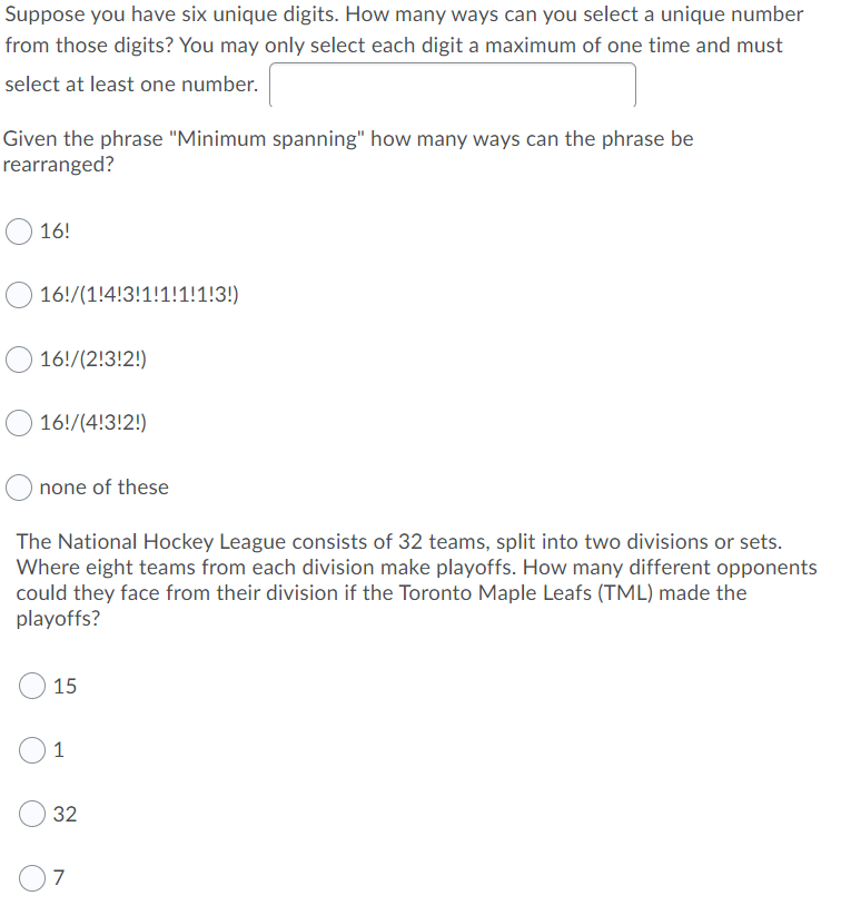 Solved Suppose you have six unique digits. How many ways can | Chegg.com