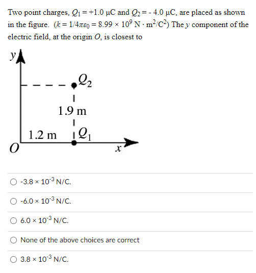 Solved Two point charges, Q1=+1.0μC and Q2=−4.0μC, are | Chegg.com