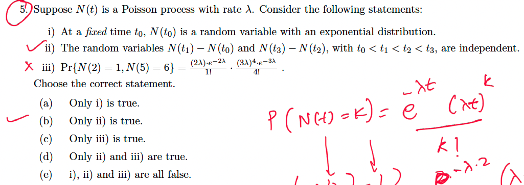 Solved 5.) Suppose N(t) is a Poisson process with rate λ. | Chegg.com