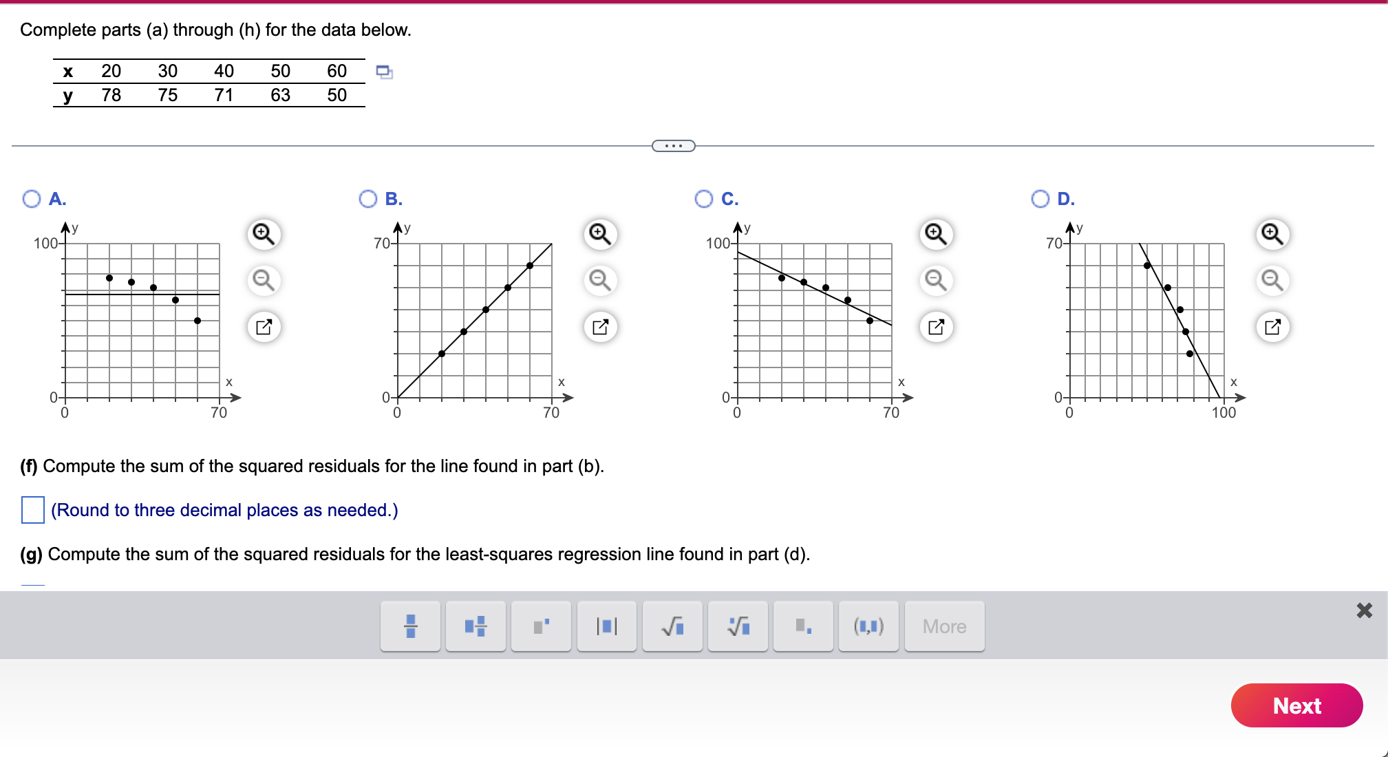 Solved Complete parts (a) through (h) for the data below. | Chegg.com