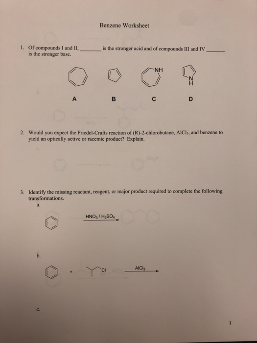 Solved Benzene Worksheet Of compounds I and II, is the | Chegg.com