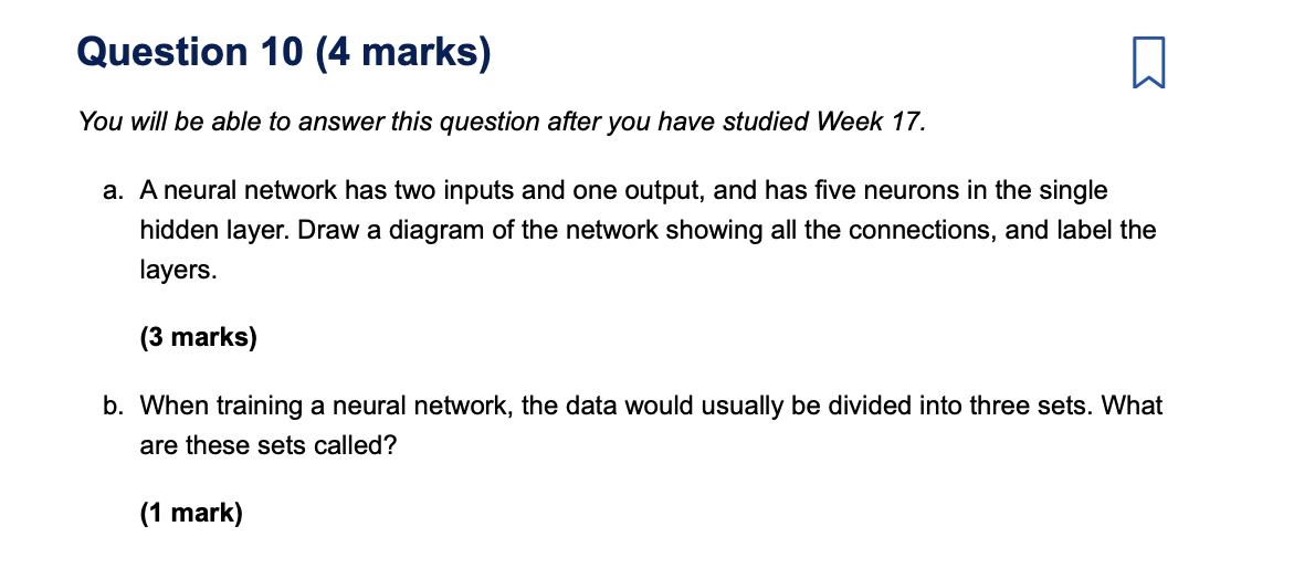Solved Question 10 (4 marks) You will be able to answer this | Chegg.com