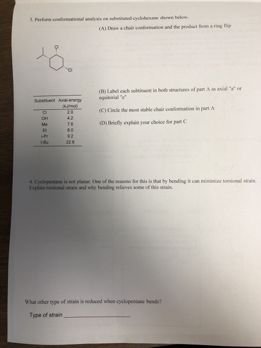 Solved 3. Perform conformational analysis on substituted | Chegg.com