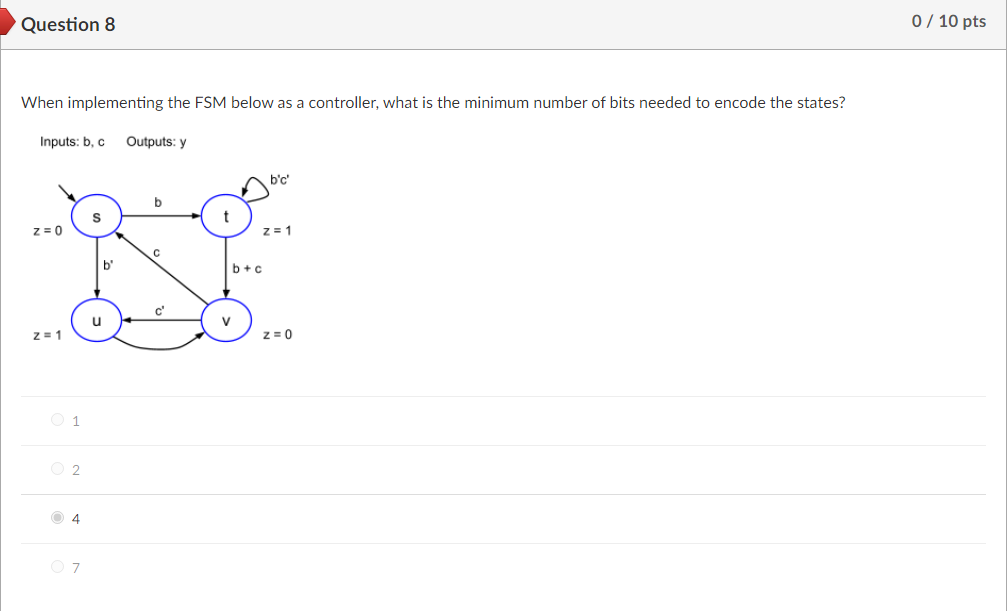 Solved Question 8 0 10 Pts When Implementing The Fsm Below 