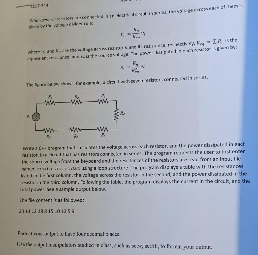 Solved ECET-344 When several resistors are connected in an | Chegg.com