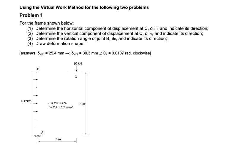 Solved Using the Virtual Work Method for the following two | Chegg.com