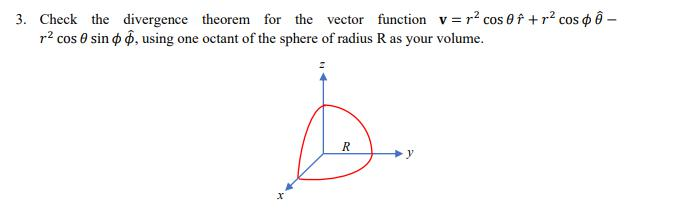 Solved 3. Check the divergence theorem for the vector | Chegg.com