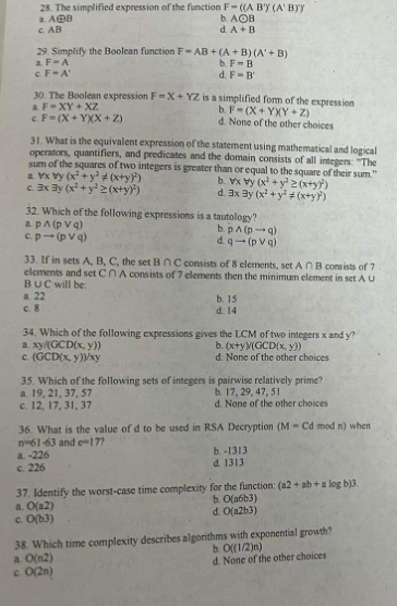 28. The simplified expression of the function \\( | Chegg.com