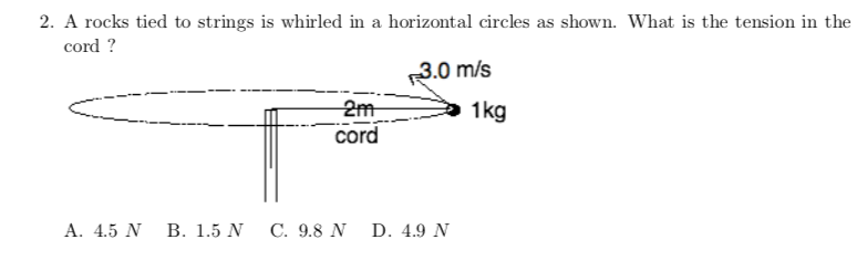 Solved 2. A rocks tied to strings is whirled in a horizontal | Chegg.com