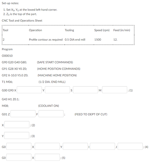 Solved 1.- Write a word address program for milling the | Chegg.com