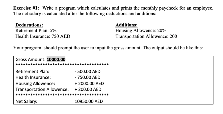 Solved Exercise #1: Write a program which calculates and | Chegg.com