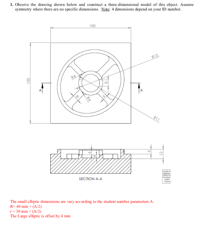 Solved 1. Observe the drawing shown below and construct | Chegg.com
