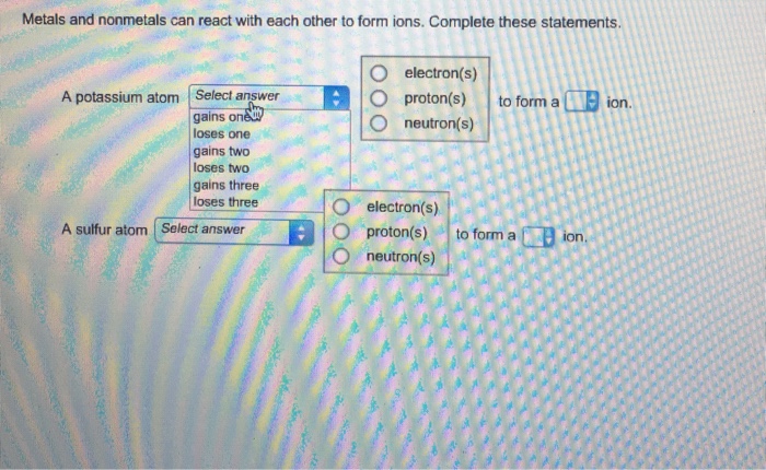 Solved Metals and nonmetals can react with each other to | Chegg.com