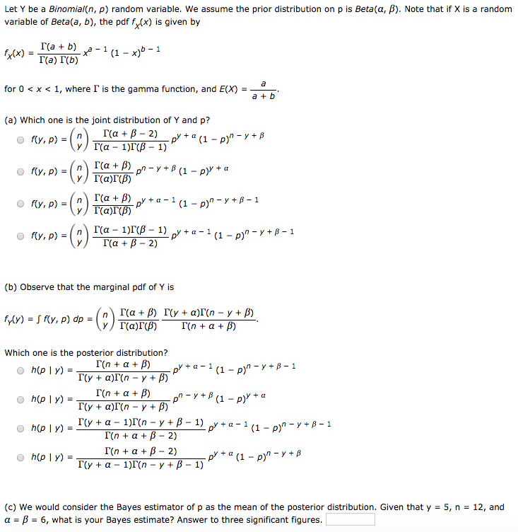 Solved Let Y be a Binomial(n, p) random variable, we assume | Chegg.com
