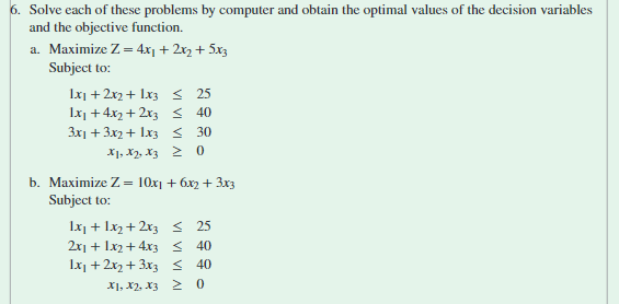 Solved Solve each of these problems by computer and obtain | Chegg.com