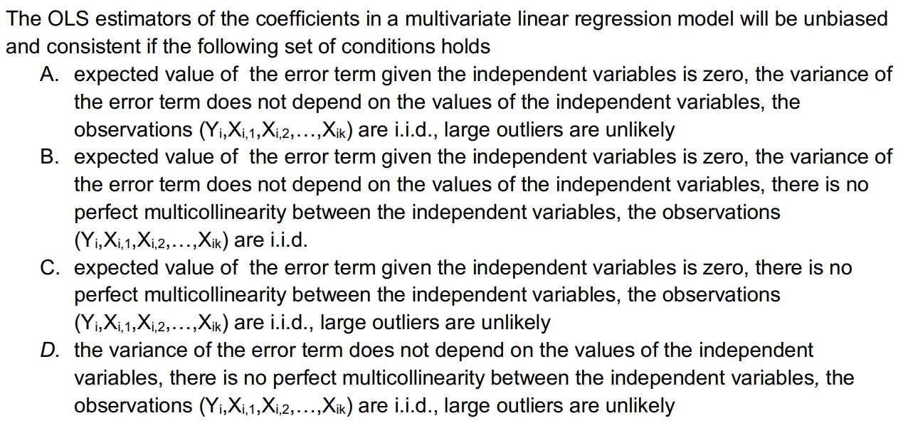 Solved The OLS estimators of the coefficients in a | Chegg.com