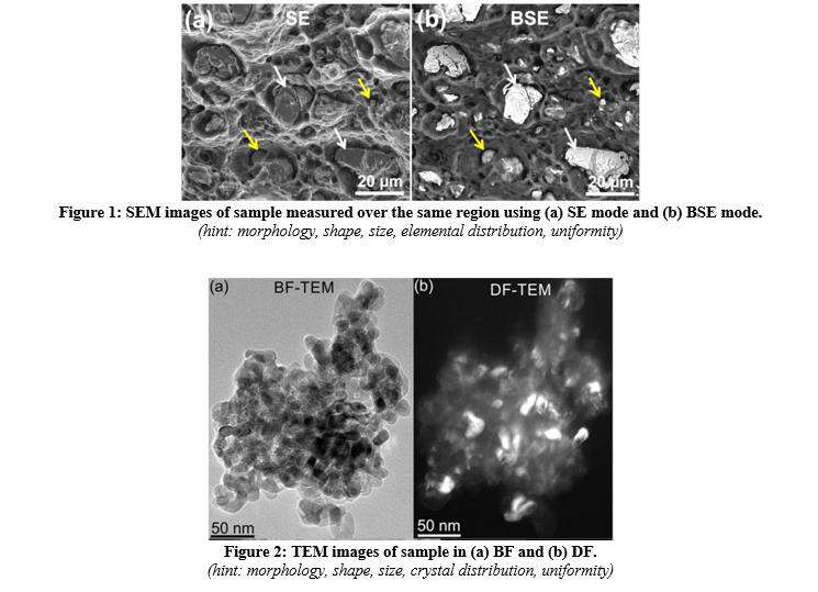 Solved SE BSE Figure 1: SEM images of sample measured over | Chegg.com