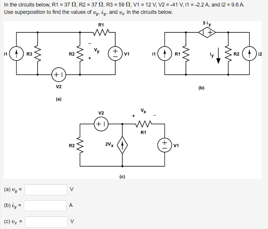 Solved In the circuits below, R1=37Ω,R2=37Ω,R3=59Ω,V1=12 V, | Chegg.com