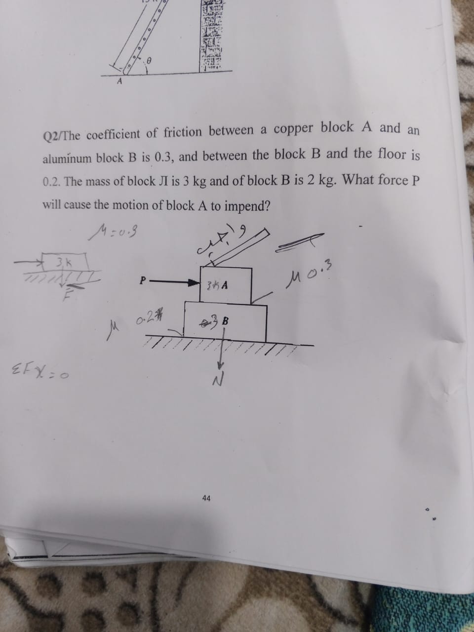 Solved Q2/The coefficient of friction between a copper block | Chegg.com
