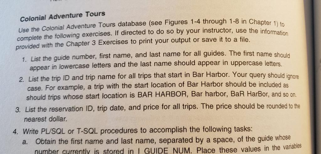 Solved Need help with SQL please! Please complete exercises | Chegg.com
