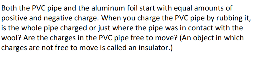 Solved Both the PVC pipe and the aluminum foil start with | Chegg.com
