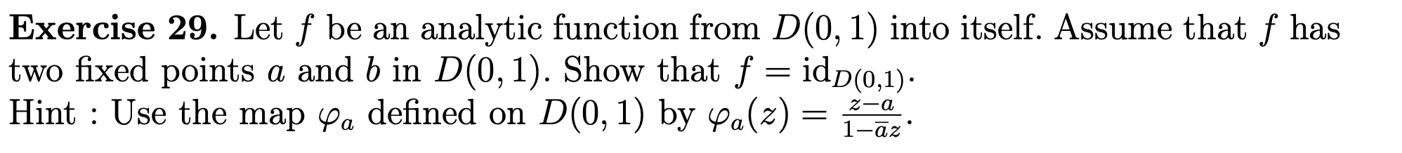 Solved Exercise 29. Let f be an analytic function from | Chegg.com