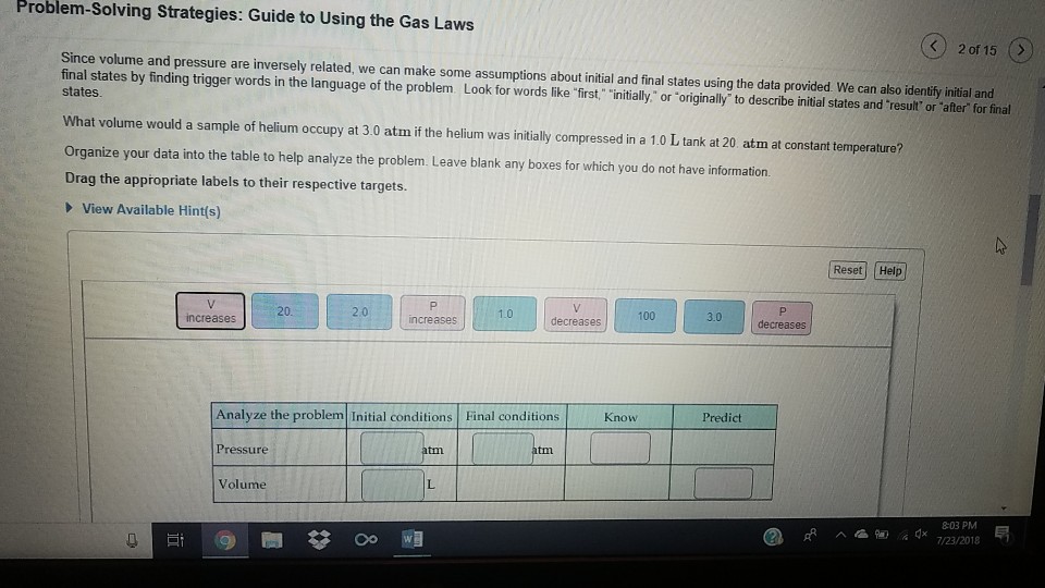 Solved Problem-Solving Strategies: Guide to Using the Gas | Chegg.com
