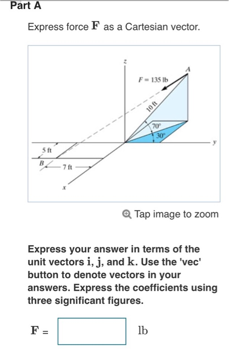 Solved Part A Express force F as a Cartesian vector. F 135 | Chegg.com