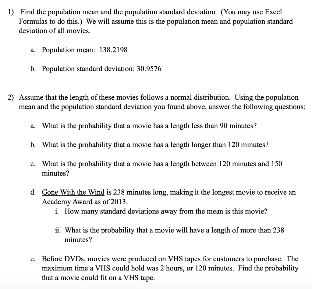 Solved Using the population mean and standard deviation I | Chegg.com