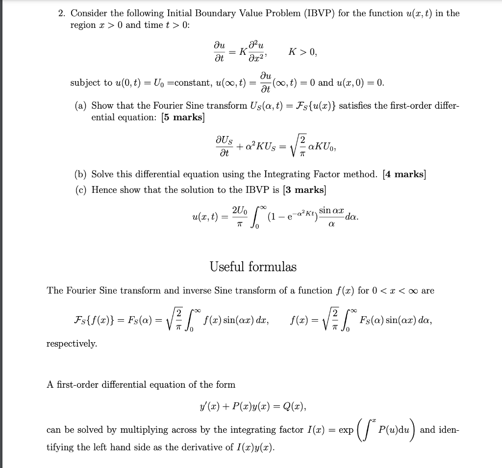Solved 2. Consider the following Initial Boundary Value | Chegg.com