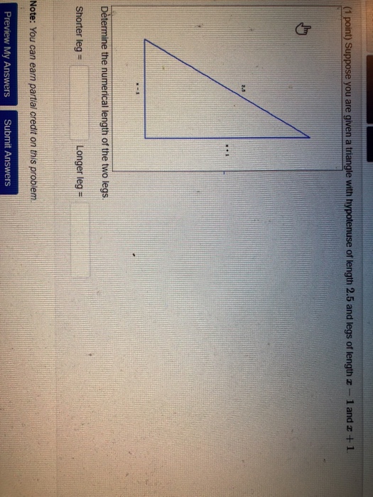 Solved of length 2.5 and legs of length z-1 and z +1. (i | Chegg.com
