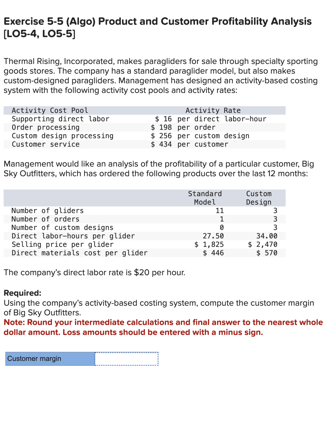 Solved Exercise 5-5 (Algo) ﻿Product and Customer | Chegg.com