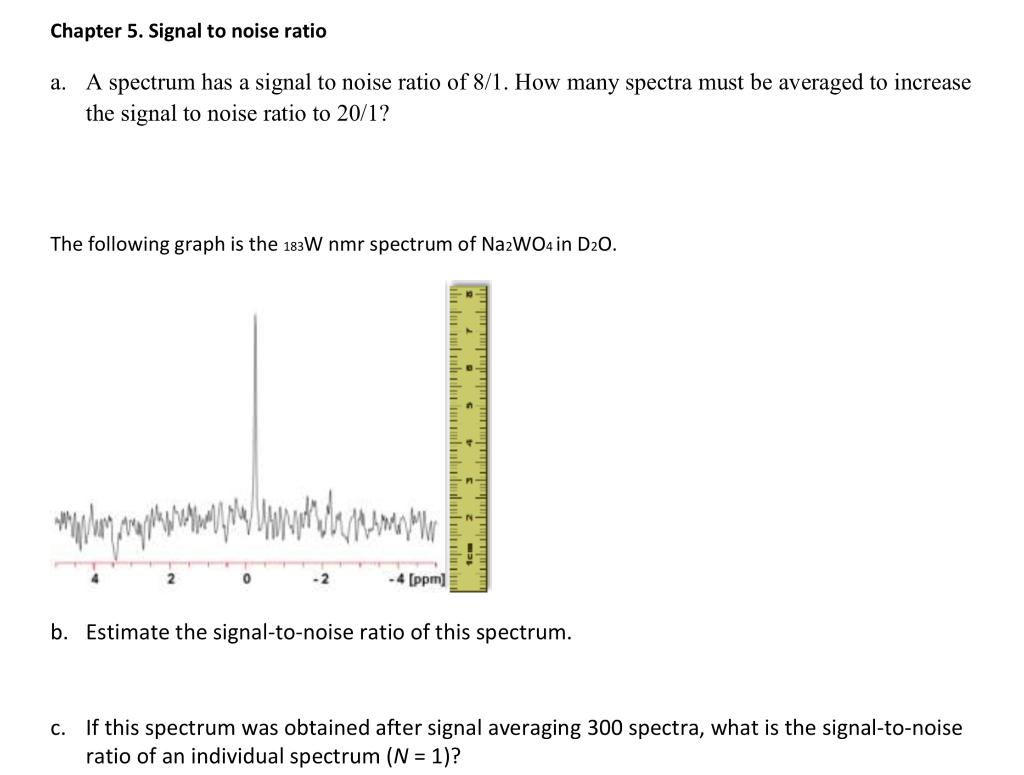 Solved Chapter 5. Signal to noise ratio a. A spectrum has a | Chegg.com