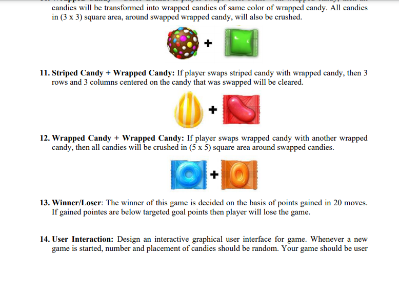 Solved You will implement a single player game “Candy Crush” | Chegg.com