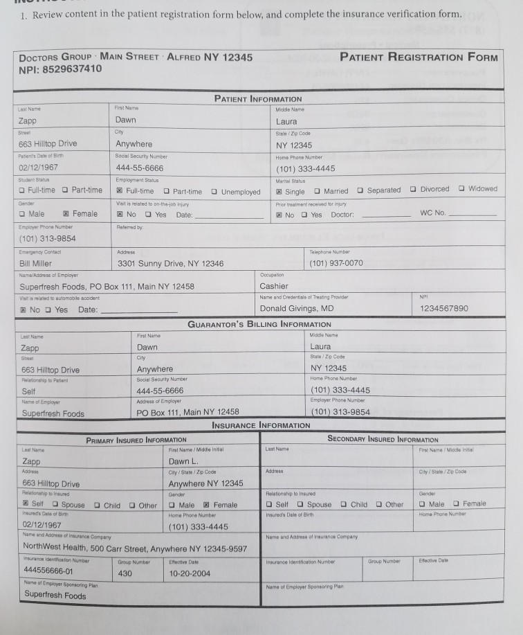 How do I complete the Insurance Eligibility | Chegg.com