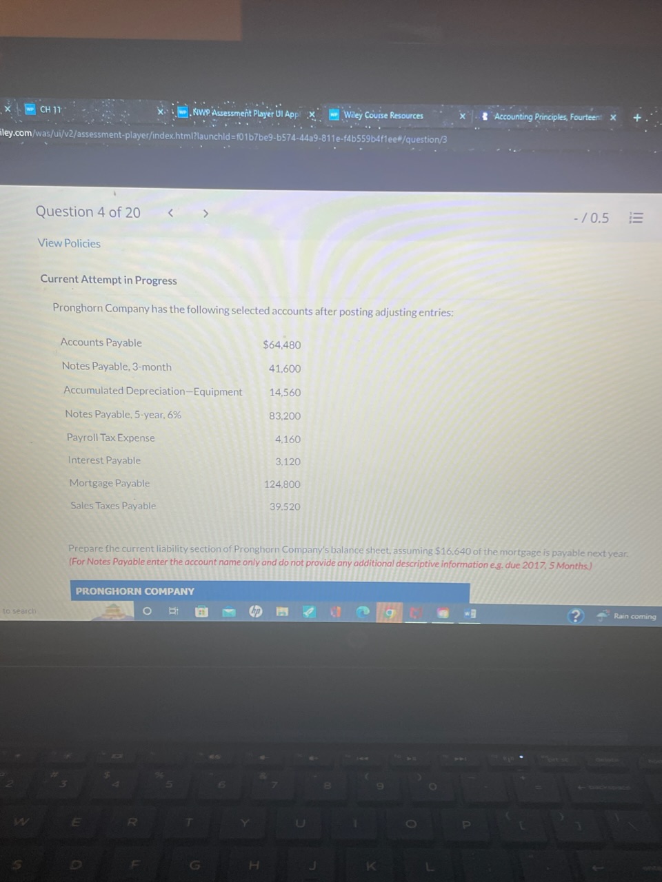 Solved Current Attempt in Progress Pronghorn Company has the | Chegg.com