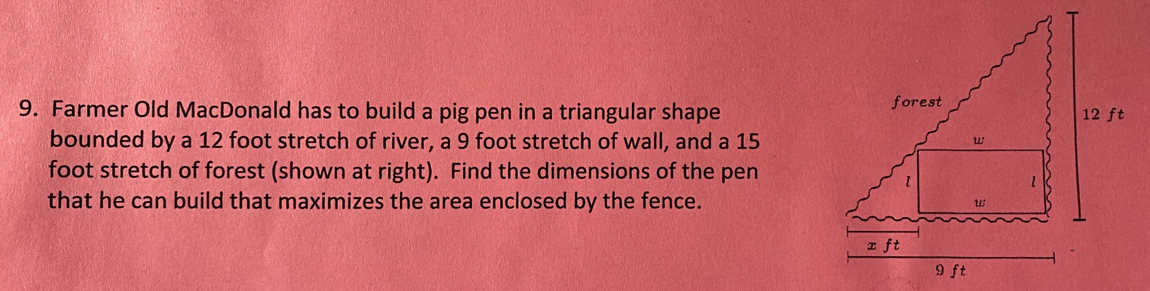 Solved Farmer Old MacDonald has to build a pig pen in a | Chegg.com