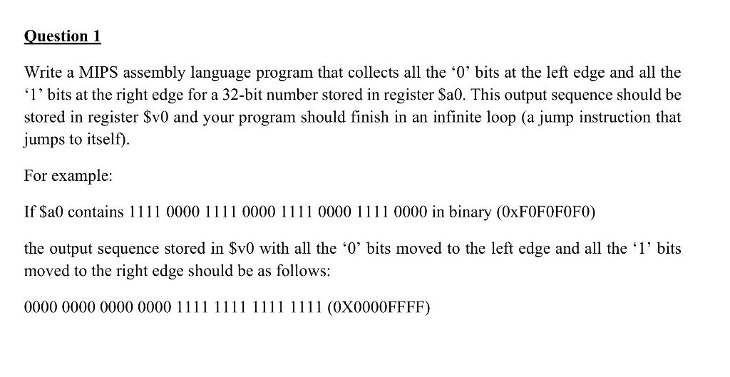 Solved Question 1 Write a MIPS assembly language program | Chegg.com