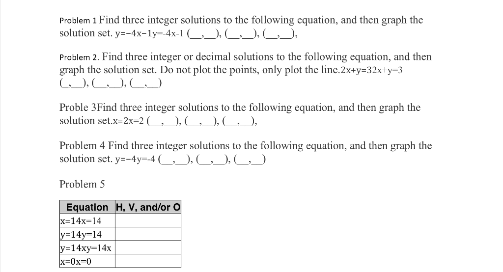 Solved Problem 1 Find three integer solutions to the | Chegg.com