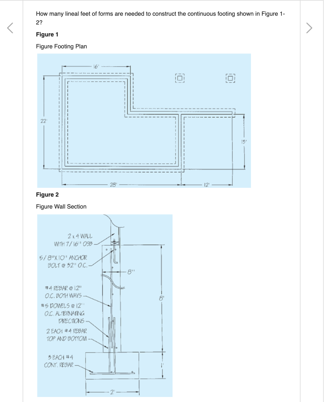 Solved How many lineal feet of forms are needed to construct | Chegg.com