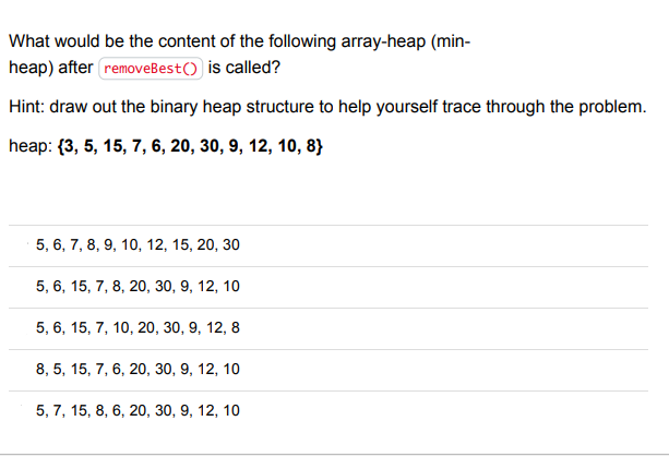 Solved What would be the content of the following array-heap | Chegg.com