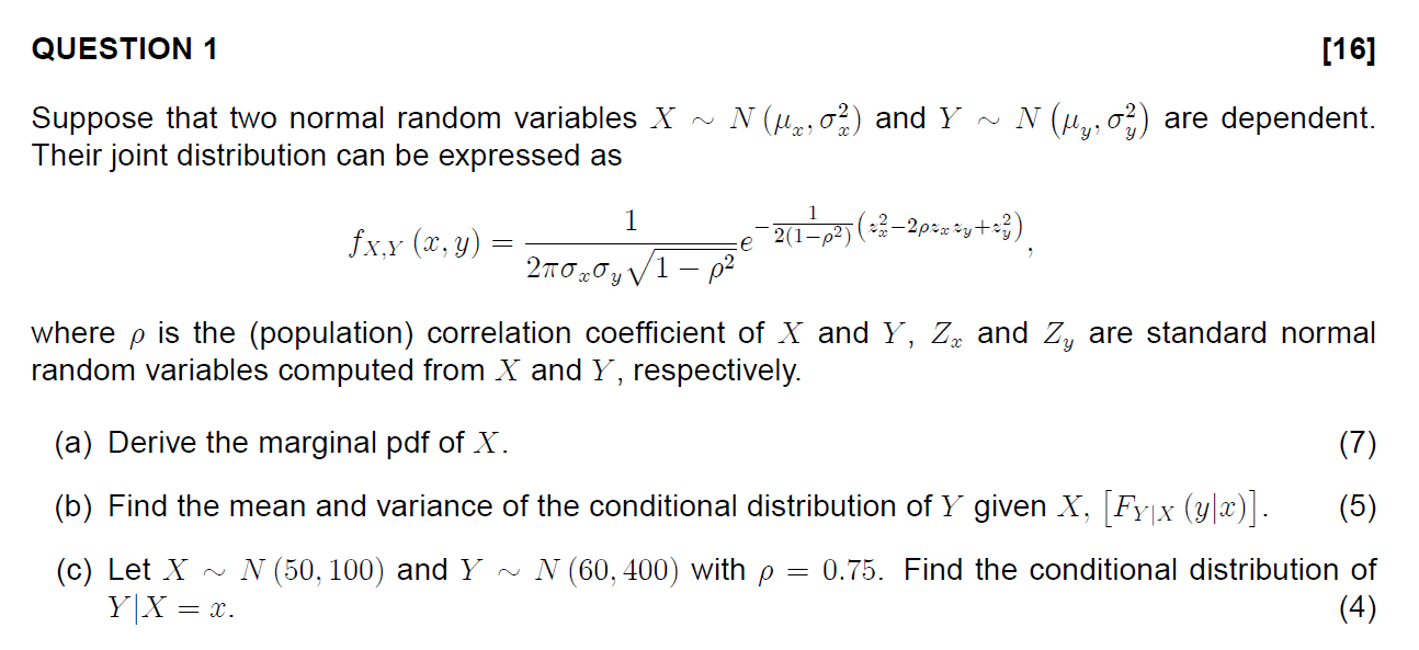 Solved Suppose that two normal random variables X∼N(μx,σx2) | Chegg.com