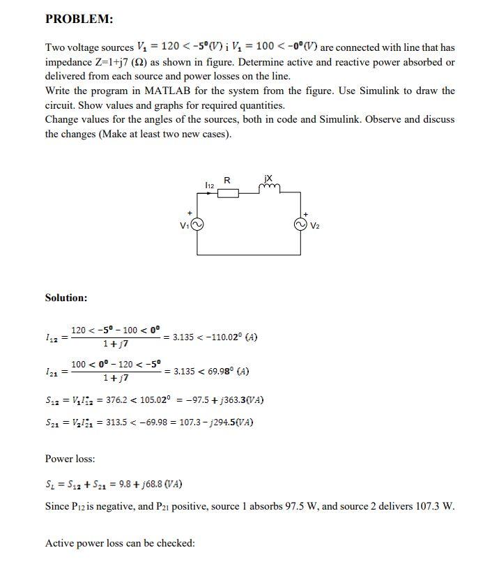 Solved Two voltage sources V1=120