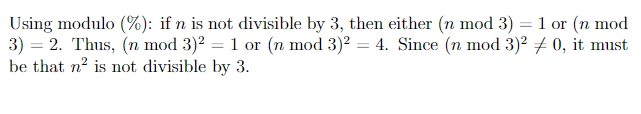 Solved If n is not divisible by 3 , then n2 is not divisible | Chegg.com
