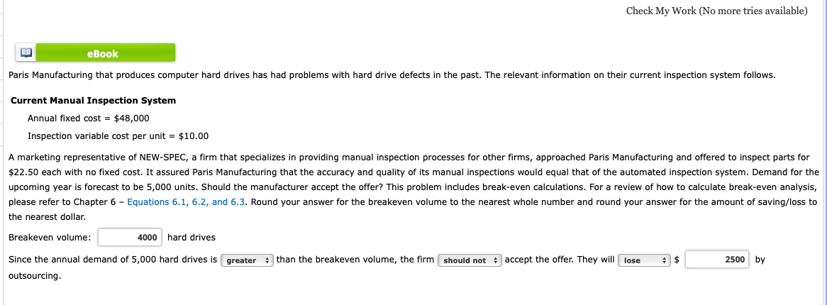 Solved Check My Work (No more tries available) Paris | Chegg.com