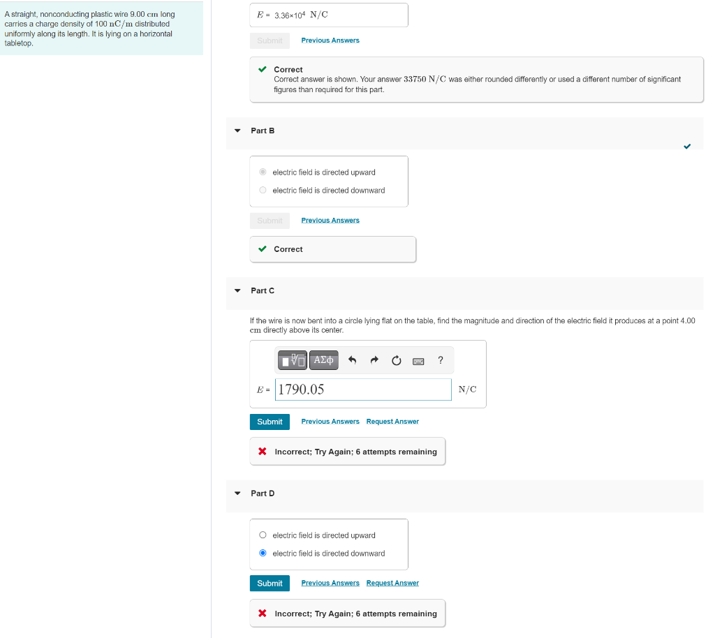 Solved A straight, nonconducting plastic wire 9.00 cm long | Chegg.com