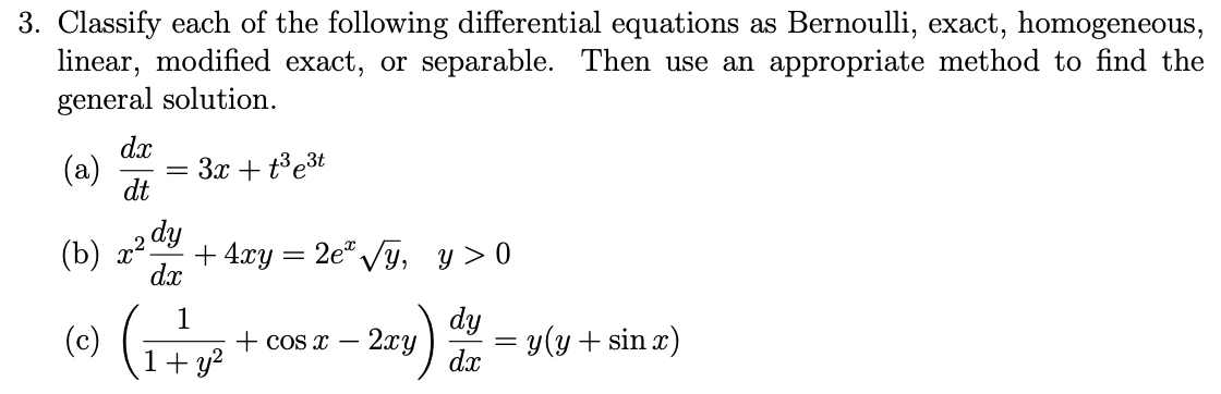 Solved Classify each of ﻿the following differential | Chegg.com