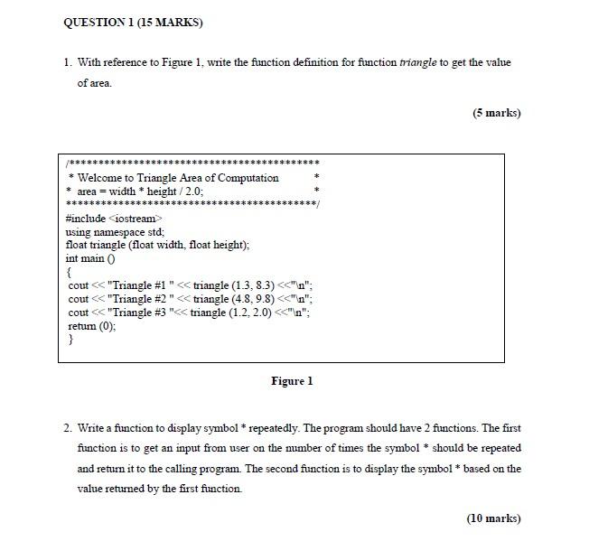 Solved QUESTION 1 (15 MARKS) 1. With reference to Figure 1, | Chegg.com